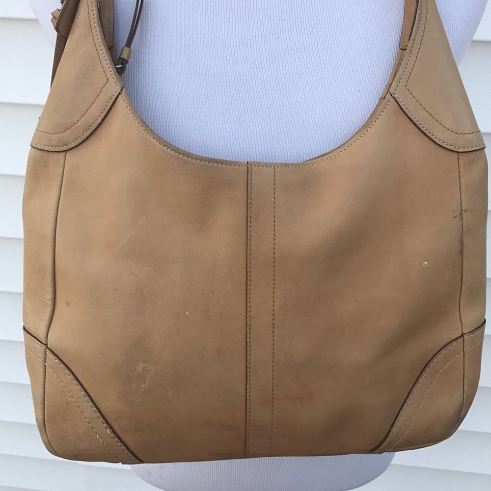 Coach Tan Leather Shoulder Bag With Tassels - Gem